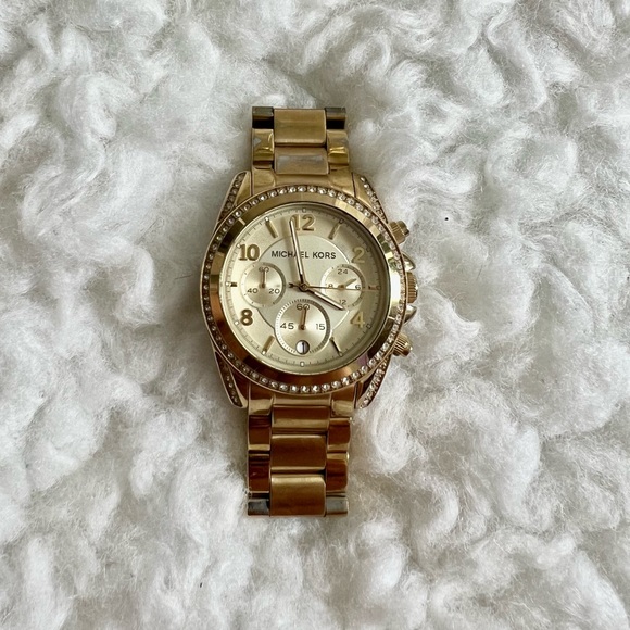 Michael Kors | Accessories | Michael Kors Gold Diamond Encrusted Watch ...